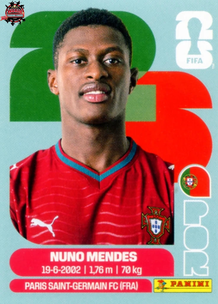 Football Trading Card - Nuno Mendes - Portugal - Panini Fifa World Cup ...