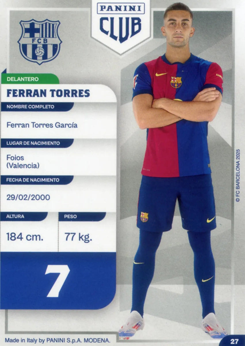Panini Club FC Barcelona 2024-2025 #027 - Ferran Torres (FC Barcelona ...
